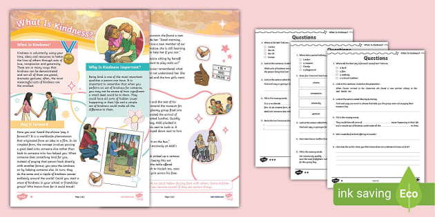 UKS2 What Is Kindness? Differentiated Comprehension Activity