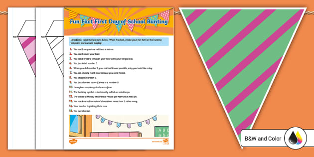 Eighth Grade Fun Fact First Day of School Bunting Activity