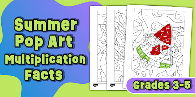 Summer Pop Art Multiplication Facts to 12 Worksheets