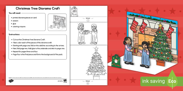 Christmas Tree Diorama Craft (Teacher-Made) - Twinkl
