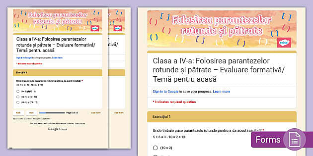 Clasa 4 Folosirea parantezelor rotunde și pătrate Test Temă