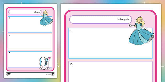 Princess and Unicorn Target Activity Sheet (teacher made)