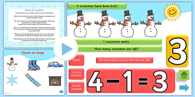 Winter Themed Subtraction PowerPoint