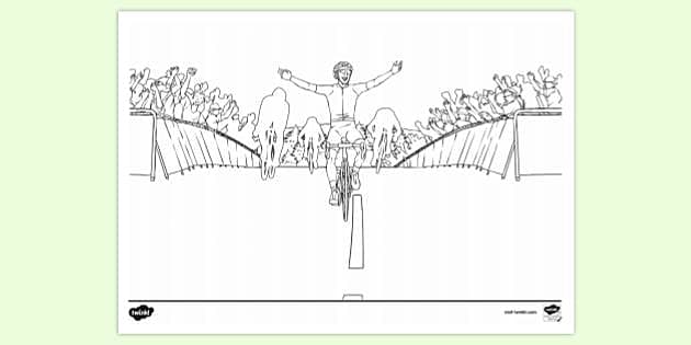 Winning Cyclist Scene Colouring Sheet | Colouring Sheets