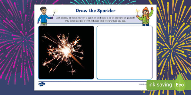 Draw the Sparkler Art Activity (teacher made) - Twinkl