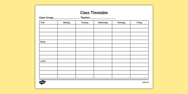 Sample Timetable For Secondary School | Twinkl - Twinkl