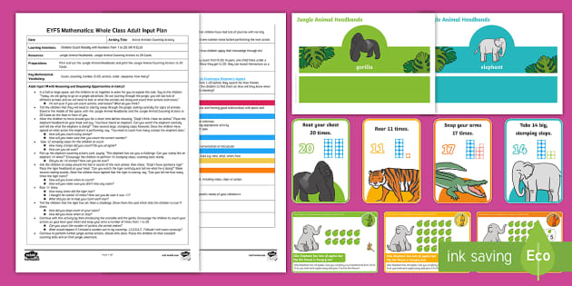 Kindergarten Active Animal Counting Whole Class Adult Input Plan and ...
