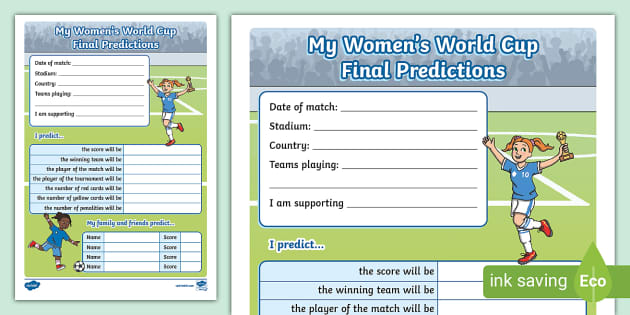 KS1 My Women's World Cup Final Predictions Worksheet