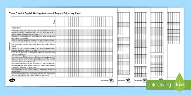 2014 National Curriculum UKS2 Years 5 and 6 Writing Assessment Class Check
