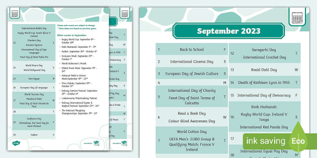 Teacher Planner: What's Happening in September? - Twinkl