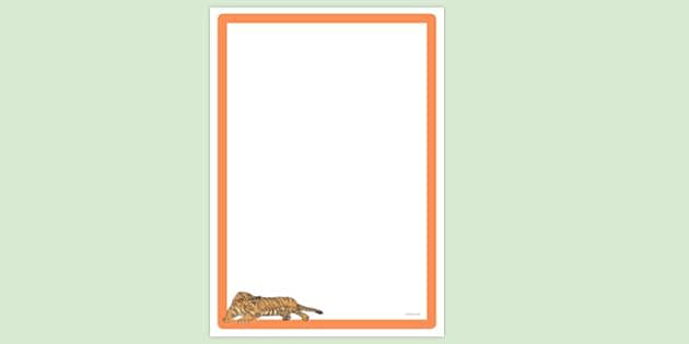 FREE! - Simple Blank Sleeping Tiger Page Border - Twinkl