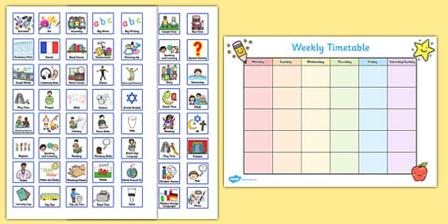 Weekly Planner With Cards Visual Timetable Visual Aid Early Weekly Planner With Cards Visual Timetable Visual Aid Early