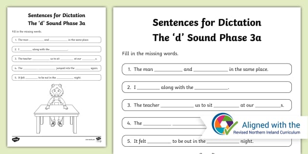 Linguistic Phonics Phase 3a 'd' Sound Dictation Sentences Activity