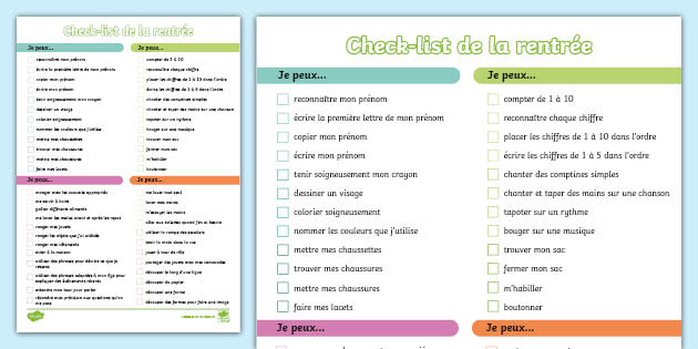 Liste de ce que sait faire mon enfant avant la rentrée