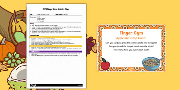 Eyfs Apple And Hoop Cereal Finger Gym Plan And Prompt Card Pack