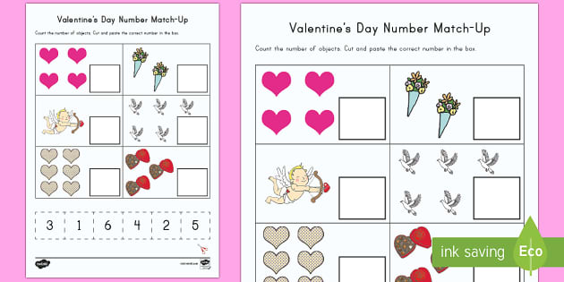 Valentine’s Day Number Matching Up | Twinkl Resources