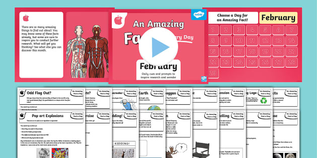 An Amazing Fact a Day February PowerPoint and Worksheet / Worksheet Pack,