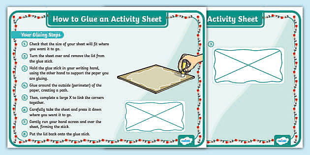 How to Glue an Activity Sheet Visual Prompt (teacher made)