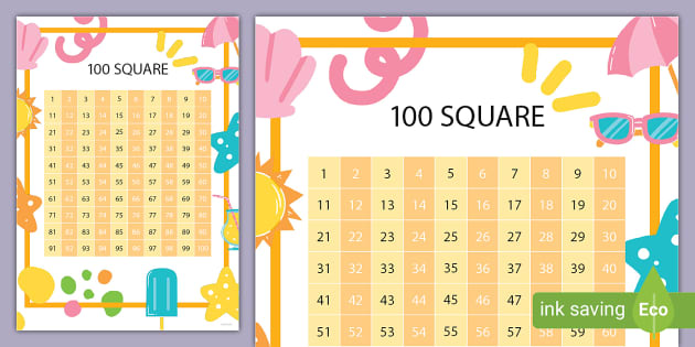 Summer Vibes Themed 100 Square (creat de profesori) - Twinkl