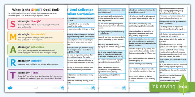 Year 3 Smart Goals Writing Teacher Guidance and Collection