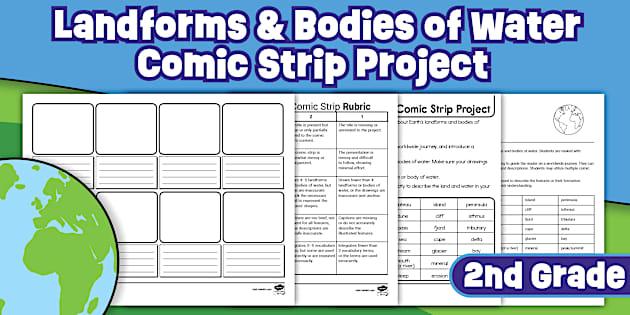 Second Grade Science Landforms and Bodies of Water Comic Strip Project ...