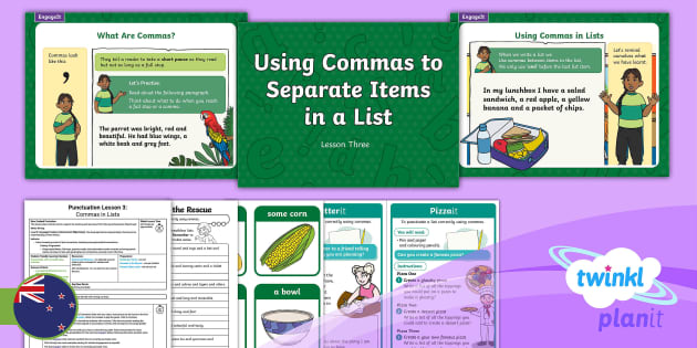 Level 2 Writing Punctuation Lesson Three: Commas in a List