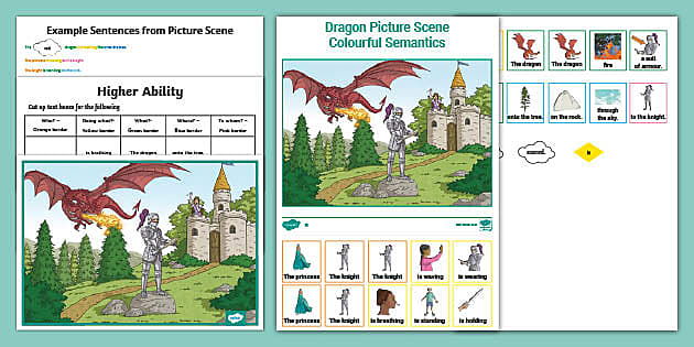 Colour Semantics Dragon Picture Scene (teacher made) Colour Semantics Dragon Picture Scene (teacher made)
