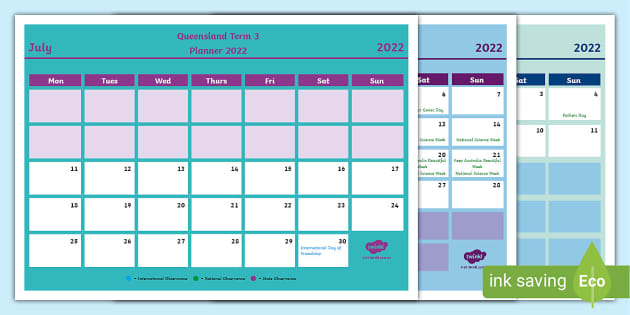 Queensland Term 3 Calendar (teacher made)