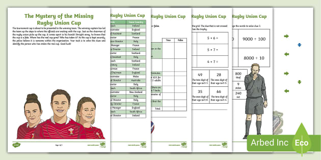 The Mystery of the Missing Rugby Union Cup (teacher made)