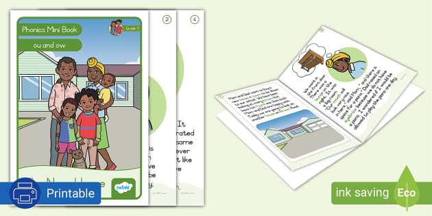 Grade 3 Phonics Mini Book ow, ou (Hecho por educadores)