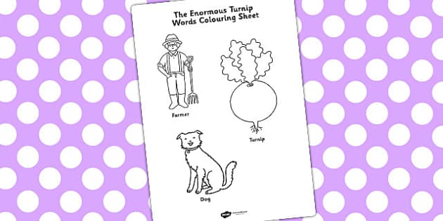 The Enormous Turnip Words Colouring Sheet (teacher made)