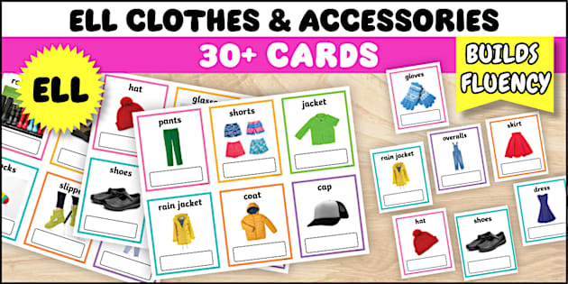 Clothes Cut and Paste Photo Word Cards for ELL - Twinkl