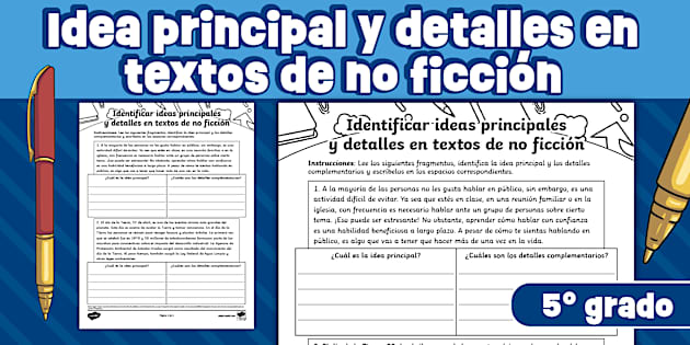 Identificar idea principal y detalles en texto de no-ficción