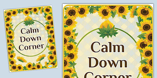 Sunflower-Themed Calm Down Corner Display Poster