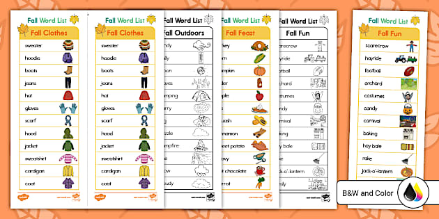 Kindergarten Fall Mini Word Lists (teacher made) - Twinkl