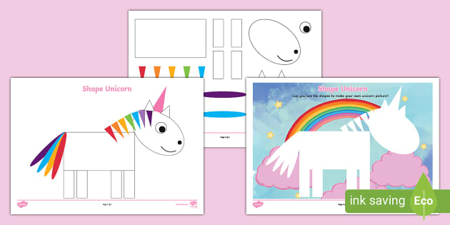 2D Shape Unicorn Cutting Skills Activity (teacher made)