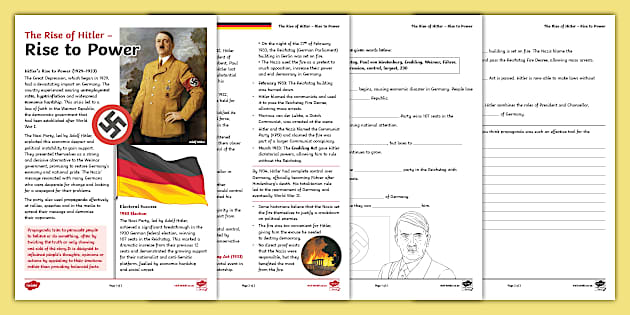 The Rise of Hitler - Rise to Power Knowledge Organiser