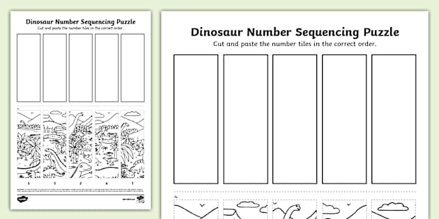 Dinosaur Themed Number Sequencing Puzzle - Twinkl