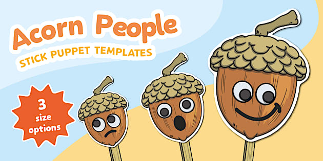 Acorn People Stick Puppet Templates
