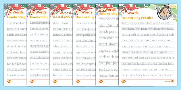 Or Words Handwriting Practice Worksheet - Twinkl
