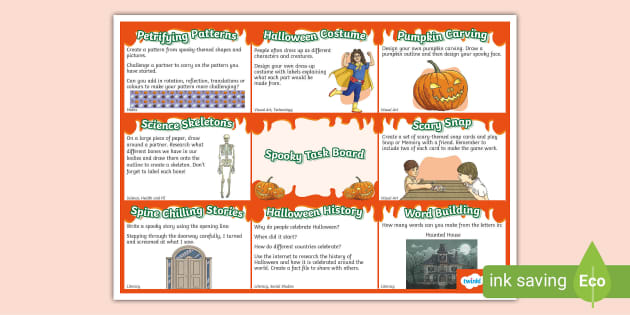 Halloween Task Board (teacher made) - Twinkl