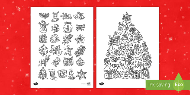 Christmas Tree Mindfulness Coloring Advent Calendar
