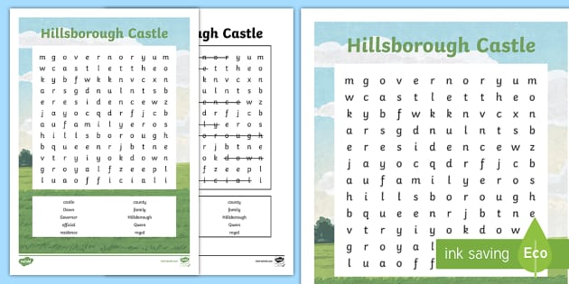 Hillsborough Castle Word Search - NI (Teacher-Made)