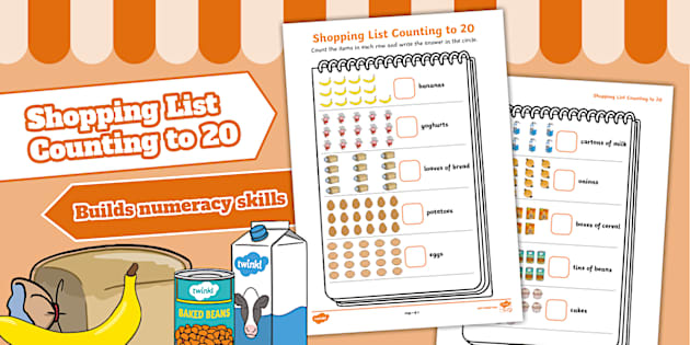 Shopping List Counting to 20