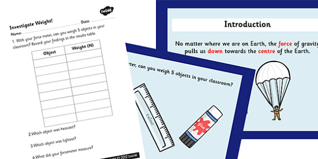 Gravity and Weight Task Setter (teacher made) - Twinkl