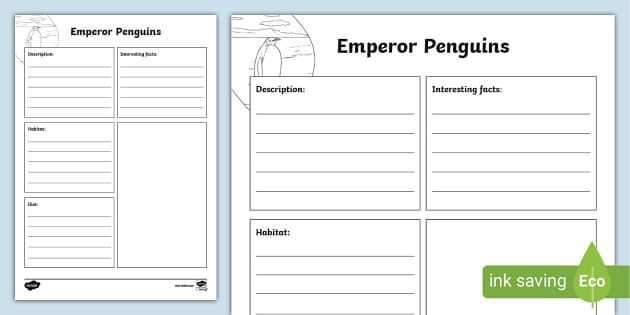 Emperor Penguin Fact File Template (teacher made)