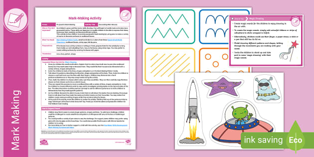 Fine Motor Skills Mark-Making Activity Decorate Alien Houses