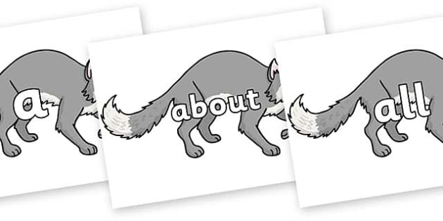 100 High Frequency Words on Wolf (teacher made) - Twinkl