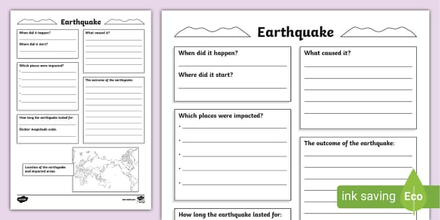 Earthquake Fact File Template,earthquakes (teacher made)