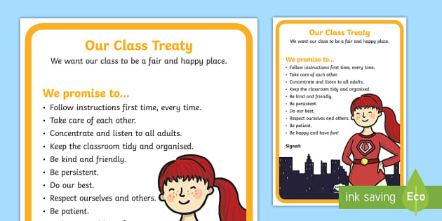 Class Treaty Superhero-Themed Display Poster (teacher made)